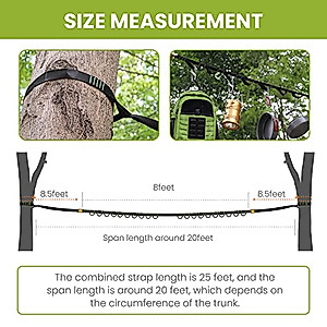 Ayaport Campsite Storage Strap 25FT Camping Lanyard Tent Hanging Organizer with 20 Loops 12 Hooks Must Have Tent Gear Camp Kitchen Accessories