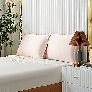 Superlake Ultrsoft Satin Pillowcase for Hair and Skin, Set of 2pc 20x30 Inches Pink Silk Queen Pillow Case, Envelope Closure Pillow Covers Gift for Women and Men (Queen, Pink)