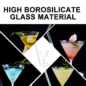 Angoily 3PCS Clear Cocktail Glasses Spiral Shaped, Cocktail Wine Glass Set of 3 Unique Spiral Martini Glasses with Straw Goblet Cups Glassware for KTV Home Bar Club Restaurant, Hawaiian Party