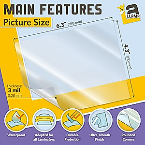 Thermal Laminating Pouches, 4.3 x 6.3 Inches, 3 Mil Thick, 50 Pack, Suited for Picture Size Laminating Sheets 4 x 6