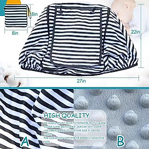 Car Seat Covers for Babies,Baby Car Seat Cover for Boys Girls,Windproof Infant Carseat Cover,Kick-Proof Car Seat Canopy with Breathable Mesh Peep Window(Black Stripe)