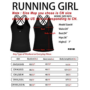 RUNNING GIRL Yoga Tank Tops for Women Built in Shelf Bra B/C Cups Strappy Back Activewear Workout Compression Tops (BX2366 Black.CN:L,US:M)