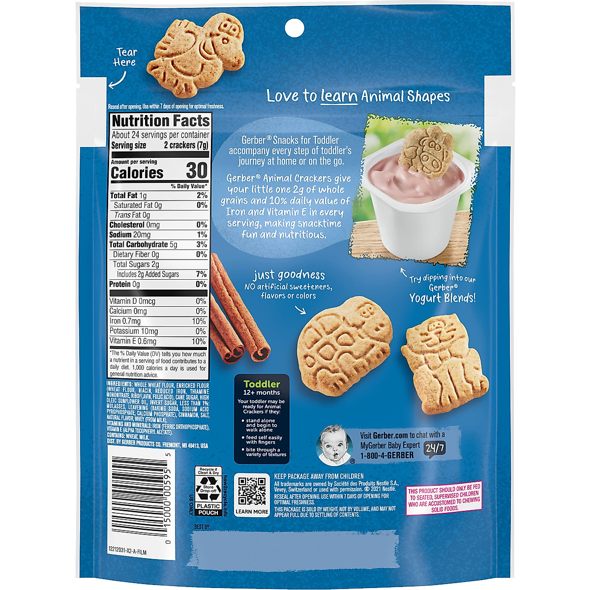 Gerber Graduates Cinnamon Graham Animal Crackers, 6 ounce (Pack of 12)