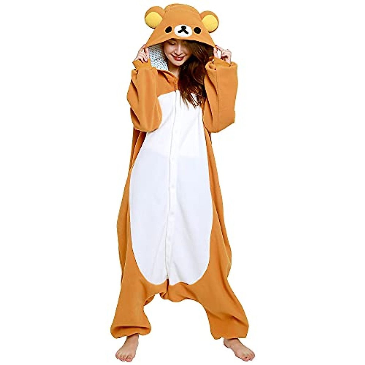 SAZAC San-X Licensed Rilakkuma Kigurumi - Onesie Jumpsuit Halloween Costume (Adults)