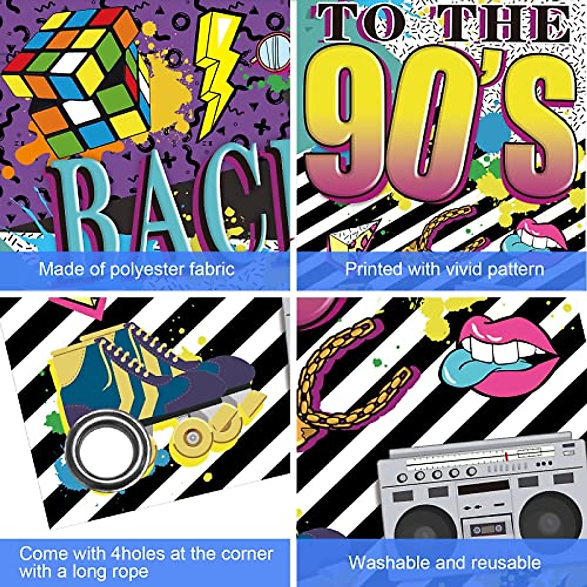 90s Themed Door Banner Party Decorations for Adults, 90's Hip Hop Theme Graffiti Birthday Door Backdrop Party Supplies, Back To The 90s Door Cover Photo Booth Props Decor Sign(72.8 x 35.4 inches)