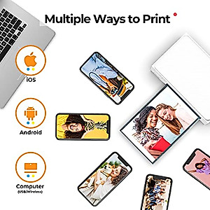 Liene 4x6'' Photo Printer, Photo Printer (100 Sheets), Full-Color Photo, Portable Instant Photo Printer for iPhone, Thermal Dye Sublimation, Wi-Fi Picture Printer w/ 100 Sheets Paper & 3 Cartridges