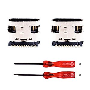Rinbers Pack of 2 USB Type-C Charging Port Charger Socket Power Jack Replacement for Sony Playstation 5 DualSense PS5 Wireless Controller with Opening Tools
