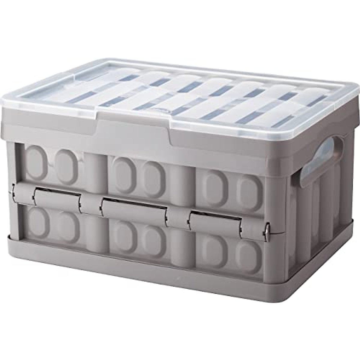 Collapsible and Foldable Plastic Storage Bins Containers. Stackable Organizer Storage Box and Utility Crates for your Home and Vehicle (S, w/ Lid)