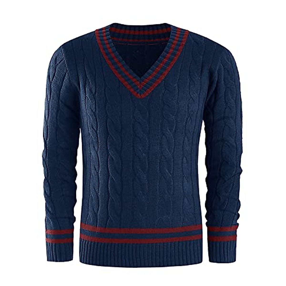 Men V Neck Dress Sweater Long Sleeve Slim Fit Fashion Pullover