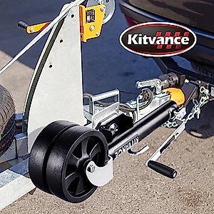 Upgraded Boat Trailer Jack with 8" Double Wheels- 2000 lbs Heavy Duty Boat Trailer Tongue Jack with Improved Ergonomic Handle, Swivel Boat Trailer Jack for RV Boat - 12" Vertical Travel