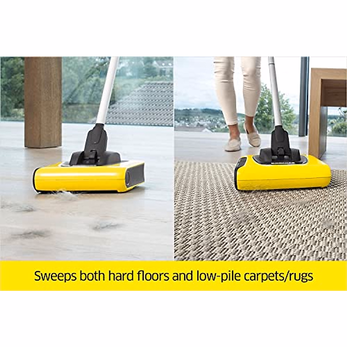 Karcher KB 5 Lightweight Multi-Surface Cordless Electric Floor Sweeper Broom - Ideal for Fur, Hair, Dirt, & Debris - 8.25" Cleaning Width, 30 Minute Runtime