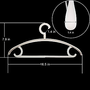 Plastic Clothes Hanger, Extra Thick Plastic Wide Shoulder Adult 360 Degrees Rotate Slip Resistant Standard Clothing Hanger Ideal for Everyday Use Beige 20 Pack