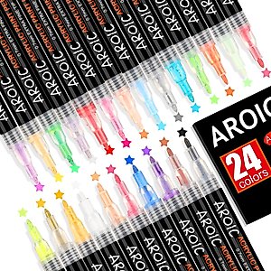 AROIC 24 Pack Acrylic Paint Pens for Rock Painting Fine Point Paint Markers Acrylic Paint Markers For Wood,Metal,Plastic,Glass,Canvas, Ceramic,Craft markers,Halloween Pumpkin Painting And More.
