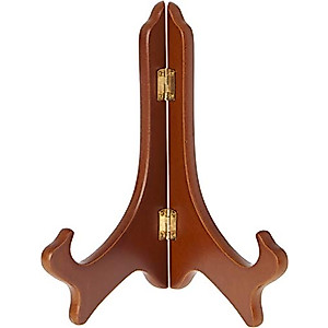 Bard's Hinged Walnut MDF Wood Plate Stand, 8" H x 7" W x 4.75" D (For 8" - 10" Plates)