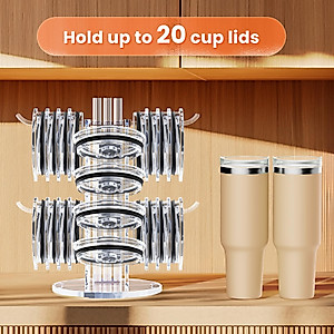 Elgood for Stanley Cup Accessories Tumbler Lid Organizer Yeti Stanley Cup Lid and Straw Holder, Space Saving for Countertop Storage and Organization