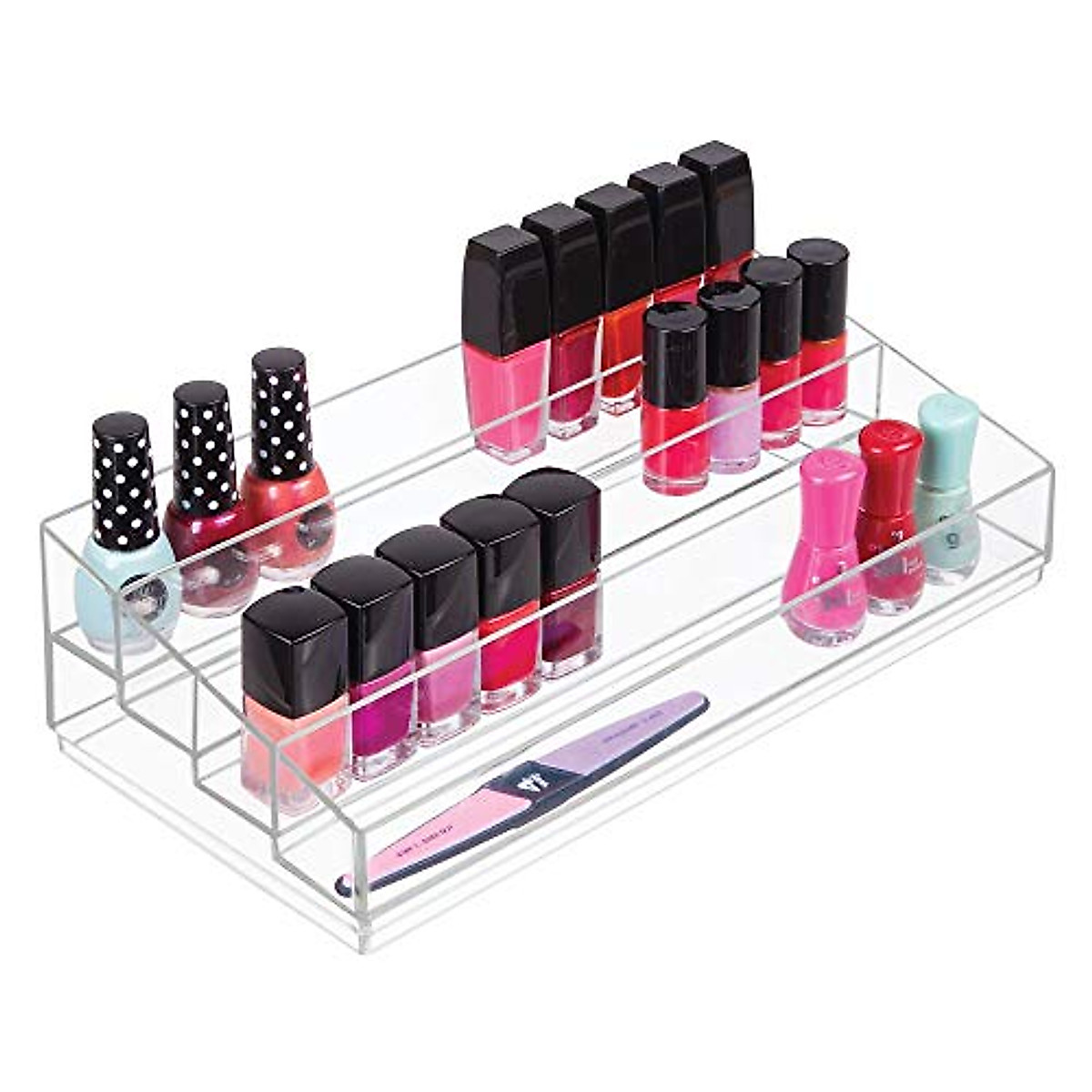 iDesign Tiered Cosmetics & Nail Polish Organizer, The Clarity Collection – 12.75 IN X 6.5IN X 3.75 IN, Clear