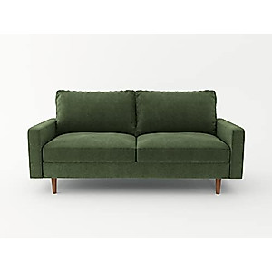 SILKIR 3-Person Couch for Living Room | Perfect for: Apartment/Studio/Office & Small Space | Velvet Fabric | Fast and Easy Assembly | (Olive Green) Modern Contemporary Mid-Century, 70 Inch Sofa