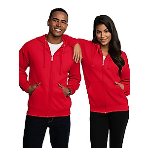 Fruit of the Loom Eversoft Fleece Hoodies, Pullover, Moisture Wicking & Breathable, Sizes S-4x, Red Full Zip, Medium