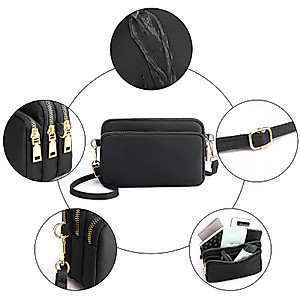 LassZone Women Cross Body Bag Small Shoulder Bag Phone Wallet Zipper Handbag Purse Adjustable Strap for Ladies