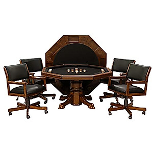 Fairview Game Rooms 3-in1 Combination Game & Dining Table Set with 4 Rocker-Swivel Chairs- (Chestnut)