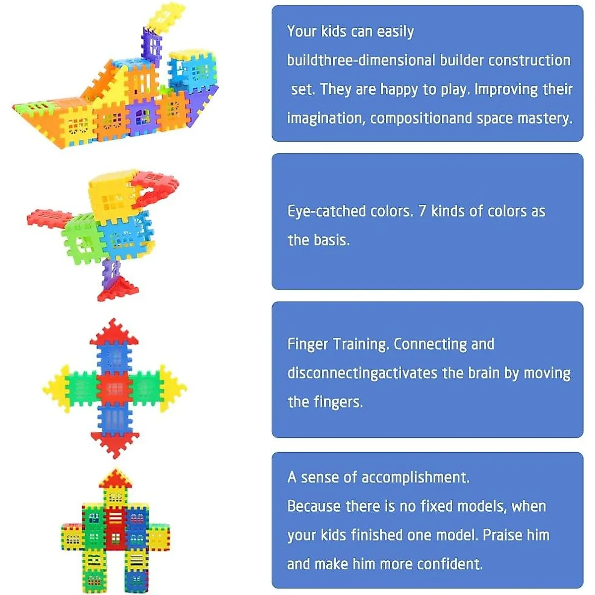 MICHLEY Toddler Toys Number Blocks Big Particle Plastic Smooth 100 PCS Building Blocks Splicing intersting Puzzle Play Toys for Kids 3+