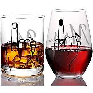 Engagement Gifts for Couple- Wine and Whiskey Mr and Mrs Gifts,Wedding Gifts for Couple,Mr and Mrs Glasses,Unique Bridal Shower Gift for Bride