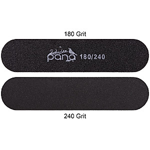 25PCS Mini Size PANA Professional Double Sided Nail Files - Black, 180/240 Grit - Emery Board Nail Buffering File Manicure Pedicure Nail Polisher Washable