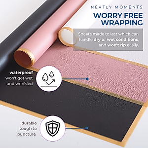 NEATLY 24 Sheet Flower Wrapping Paper - Bouquet Wrapping Paper - Papel Coreano Para Flores - Floral Wrapping Paper - Flower Bouquet Wrapping Paper for Flower Bouquet - Papel Para Ramos De Flores (Black, Dark Pink, White)