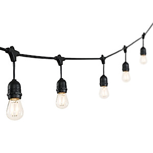 JONATHAN Y JYL8702A Indoor Outdoor Rustic Industrial LED S14 Edison Buld String Lights Garden Patio Backyard Porch Balcony, 48 ft. 15-Light, Black