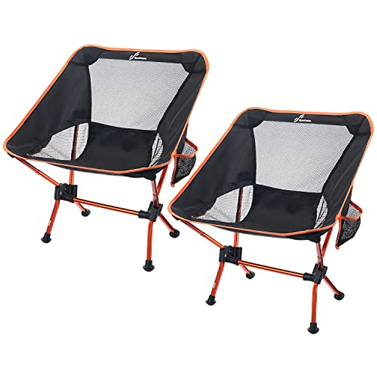 Sportneer Portable Folding Lightweight Camping Chair Camp Chair for Adults Foldable Compact Beach Backpacking Chairs Outdoor Chair for Camping Hiking Lawn Picnic Outside Travel (2, Orange)