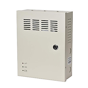EVERSECU 9 Channel 12V 5Amp DC Metal Boxed Cabinet Regulated UPS Power Supply Unit with Backup Battery Link for Burglar Alarms CCTV Cameras PTZ Access Control (Battery Not Included)