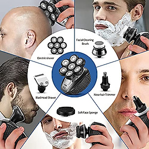 Roziaplus 7D Head Shavers for Bald Men 5 in 1 Waterproof Electric Razor for Men Bald Head Shaver Cordless Mens Electric Shavers Trimmer Wet Dry Shave Balding Clippers Rechargeable Rotary Shaver