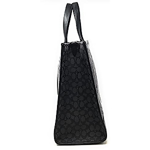 COACH Women's Dempsey Tote 40 In Signature Jacquard With Patch (Black Smoke - Black Multi)