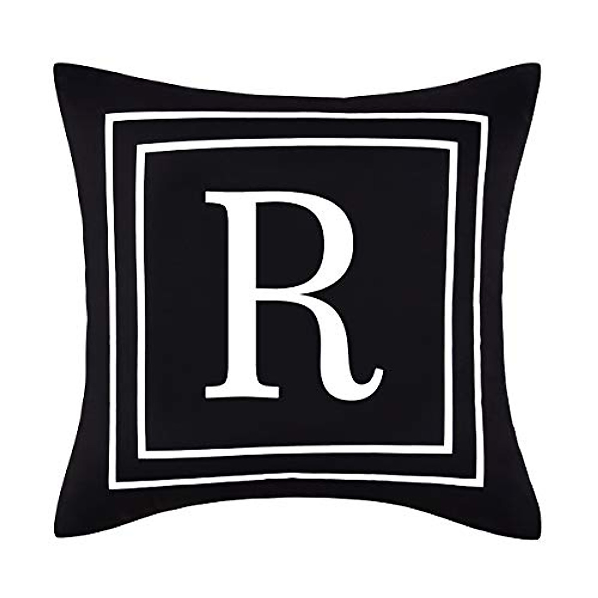 Yastouay Pillow Covers English Alphabet R Throw Pillow Cover Black Throw Pillow Case Modern Cushion Cover for Sofa Bedroom Chair Couch Car (Black, 18 x 18 Inch)