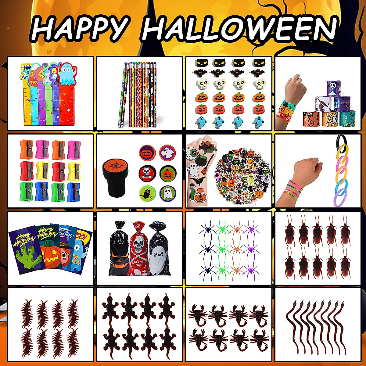 436 Pcs 24 Pack Assorted Halloween Stationery Set, Halloween Party Favors for Kids, Halloween Classroom Prizes Supplies Goodie Bag Stuffers Fillers, Including Halloween Themed Assorted Stationery