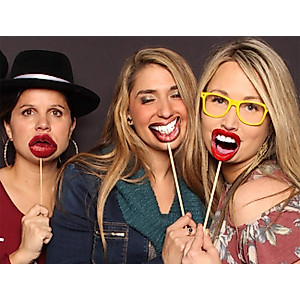 AUEAR, 40 Pack Party Photo Booth Props Funny Lips Mouth Selfie Props Accessories with Stick for Christmas Birthday Wedding Graduation Party and Halloween