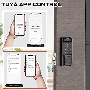 Keyless Entry Door Lock with App Control - Hopeace Fingerprint Door Lock - Electronic Touchscreen Keypad - Smart Locks for Front Door - Zinc Alloy Smart Deadbolt - Auto Lock - Easy Installation