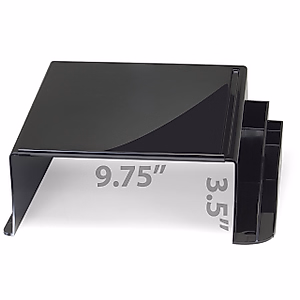 Officemate Telephone Stand, Laptop Stand, Black Plastic Computer Riser, Laptops Elevator for Desk, 12.5 x 10 .125 x 5.25 Inches, Black (21522)