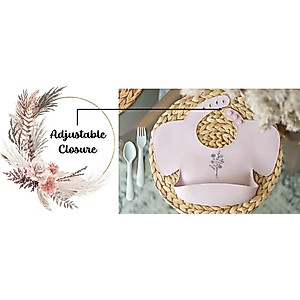 blessed+beloved Silicone Bibs for Babies | Waterproof Baby Silicone Bibs with Food Catcher Pouch and Shoulder Cover | Set of 2 Silicone Baby Bibs | Boho Minimalist Silicone Bib|Baberos para Bebe Niña