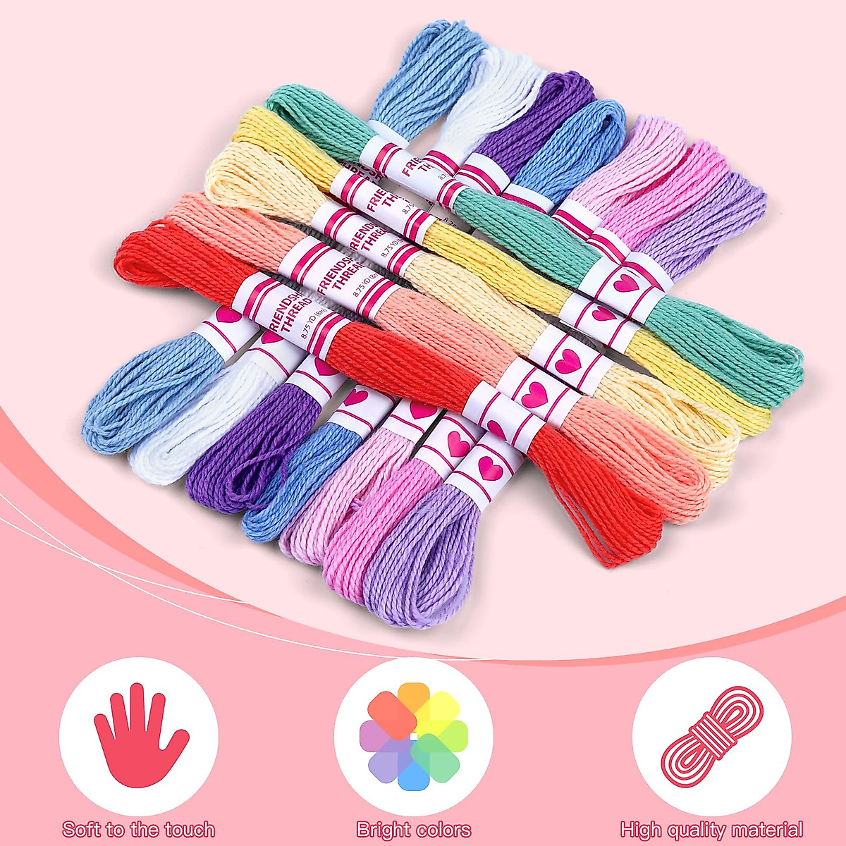 ZXIIXZ Crafts Floss, Cross Stitch Threads, Friendship Bracelets Floss, Cotton Thread Cross-Stitch Thread for Cross Stitching, Embroidery, DIY Bracelets, Friendship Bracelets Floss Craft Projects