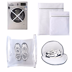 4 Set Shoe Dryer Wash Bags, Sneaker Dryer Bags Laundry Shoe Bags for Washer and Inside Dryer Door, Shoe Dryer Bag with Straps, Sneaker Laundry Net Bag for Shoes