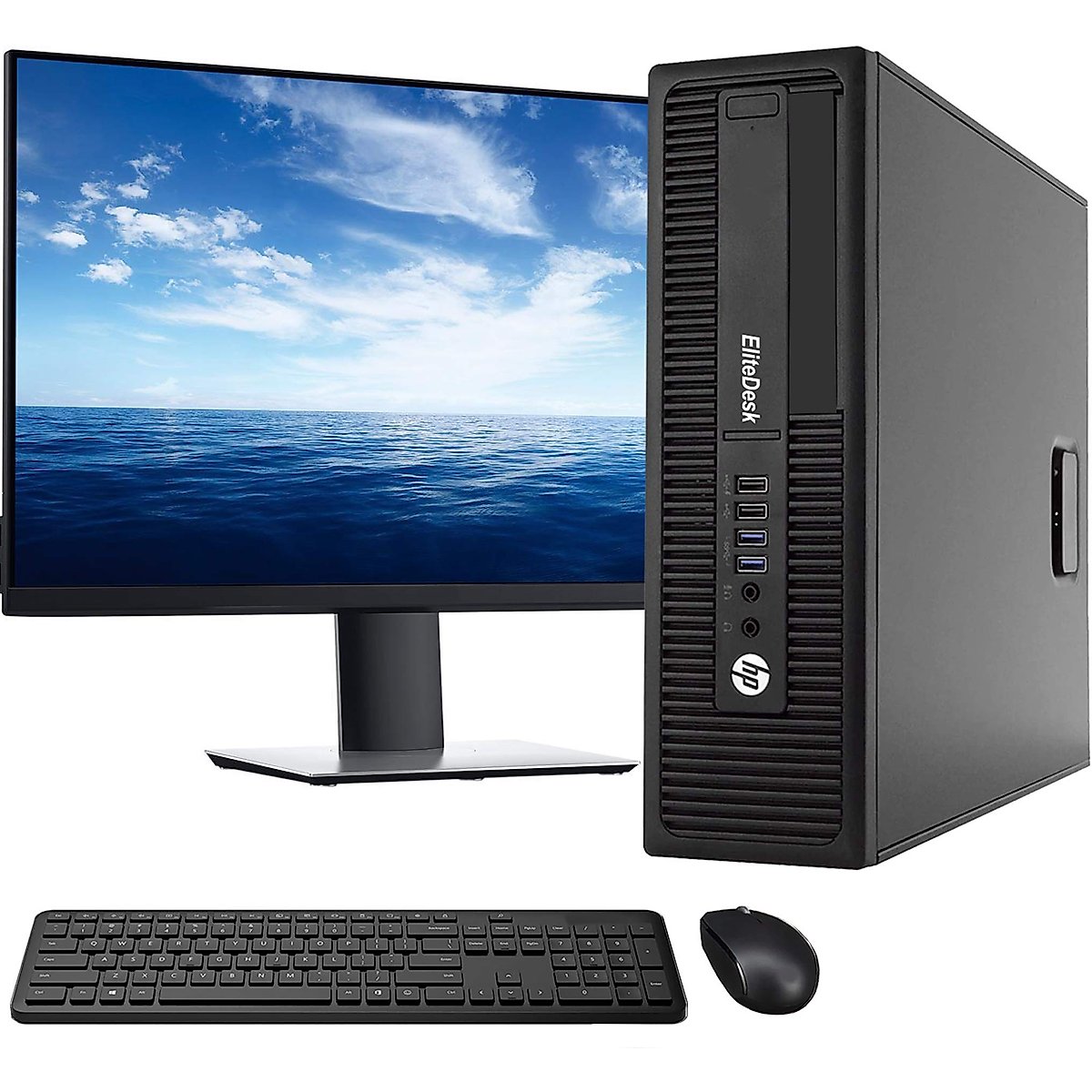 HP 800 G1 SFF Computer Desktop PC, Intel Core i7 3.4GHz Processor, 16GB Ram, 128GB M.2 SSD, 1TB HDD,Wireless Keyboard & Mouse,Bluetooth, New HP 23.8 FHD LCD Monitor, Win 10 Pro (Renewed), Black