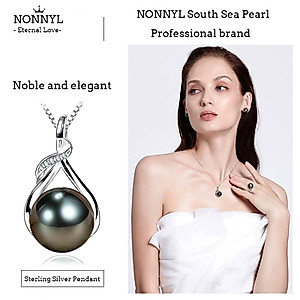 NONNYL Gifts for Women Wife-Tahitian-Black-Pearl-Necklace-Gift for Wife Wedding Birthday Anniversary Jewelry-Mom Girlfriend Her Mothers Day Gifts for Mom Women Valentines Day Christmas Day Gifts
