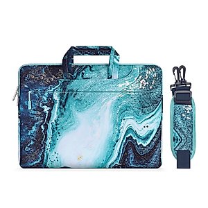 MOSISO Laptop Shoulder Bag Compatible with MacBook Air/Pro, 13-13.3 inch Notebook, Compatible with MacBook Pro 14 M4 M3 M2 M1 2025-2021, Creative Wave Marble Carrying Briefcase Handbag Sleeve Case