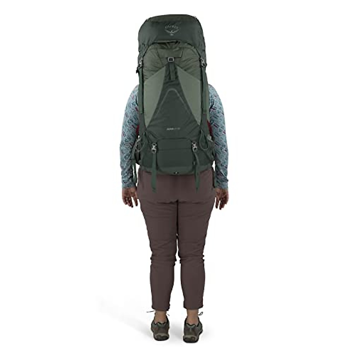 Osprey Aura AG LT 50L Women's Backpacking Backpack, Koseret/Darjeeling Spring Green, WM/L