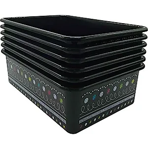 Chalkboard Brights Large Plastic Storage Bins - 6 Pack