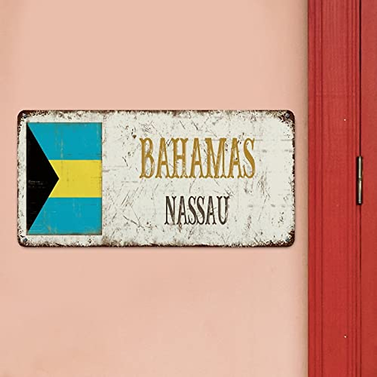 WoGuangis Bahamas City Wall Decor Metal Sign Bahamas Country Flag Vintage Home Decorative Signs Travel Gift Souvenir Men Cave Signs for Laundry Room Office 12x6in Travel Lovers Birthday Gift