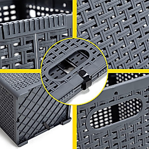 Eslite 42L Collapsible Plastic Laundry Baskets,Foldable Laundry Hamper,Pack of 2 (Grey)