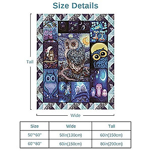 YunTu Owl Blanket Owl Gifts for Owl Lovers Women Owl Gifts for Girls Super Soft Sherpa Owl Throw Blankets 50x60 (Blue)
