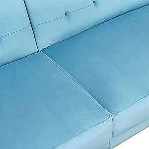 LTT Futon Sofa Bed, Loveseat Sofa Bed, Velvet Upholstered Modern Convertible Folding Futon Lounge Couch for Living Space, Apartment, and Dorm